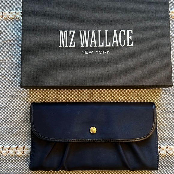 MZ Wallace | Bags | Mz Wallace Helena Wallet Dawn Navy With Gold ...